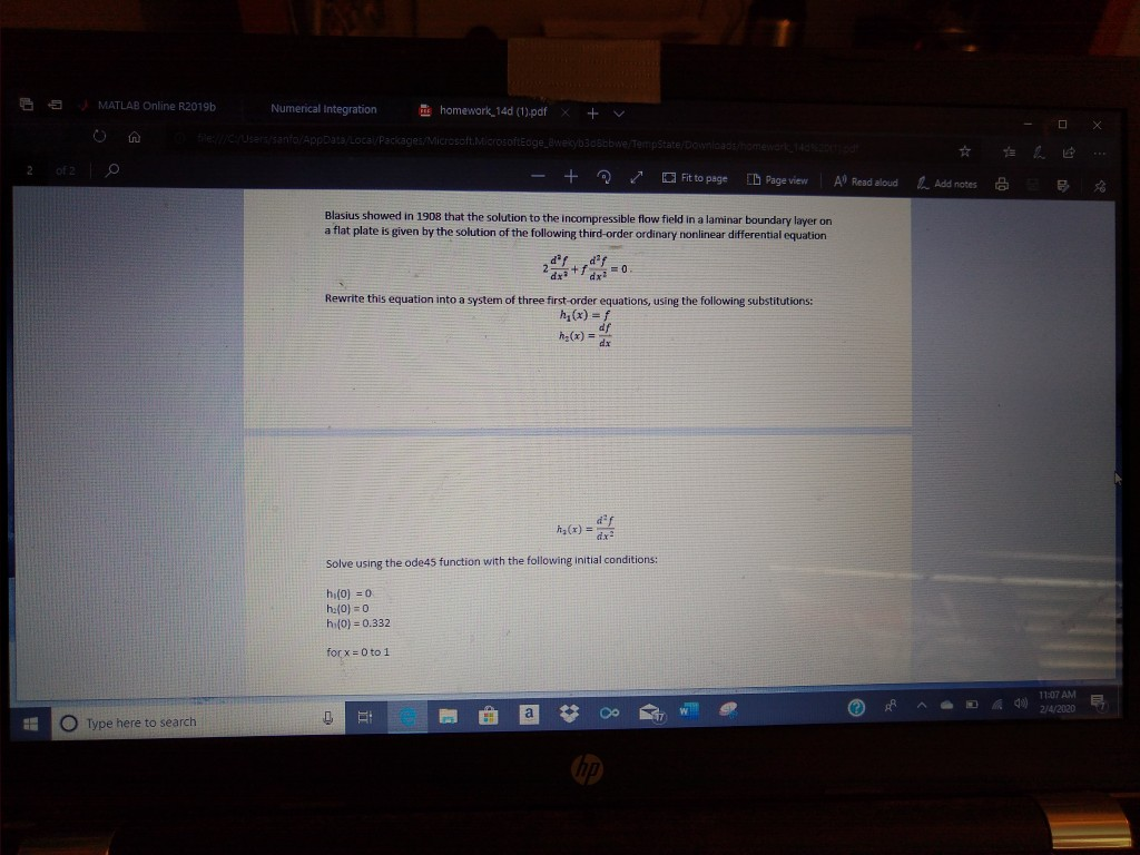 Solved B a MATLAB Online R2019 Numerical Integration i | Chegg.com