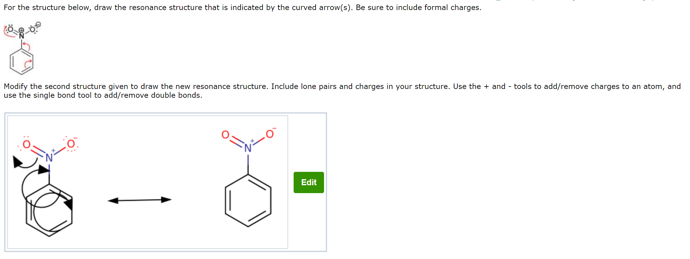 Solved For the structure below, draw the resonance structure | Chegg.com
