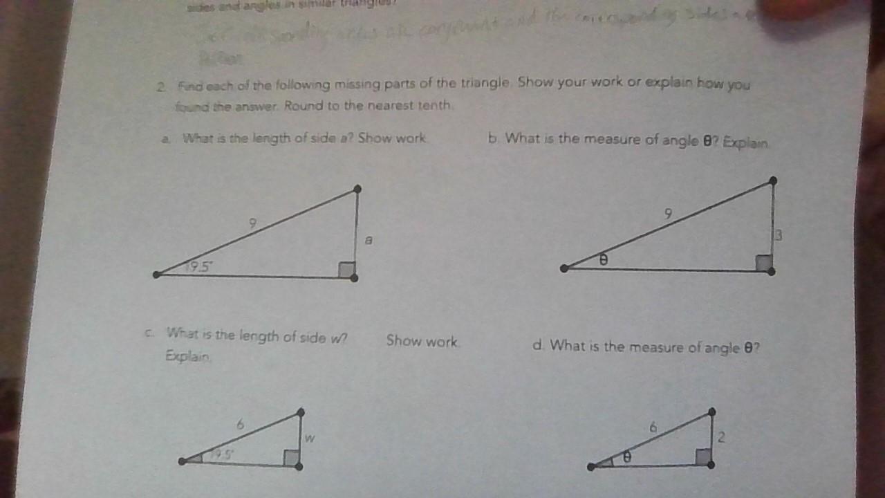 Solved 2. Find each of the following missing parts of the | Chegg.com