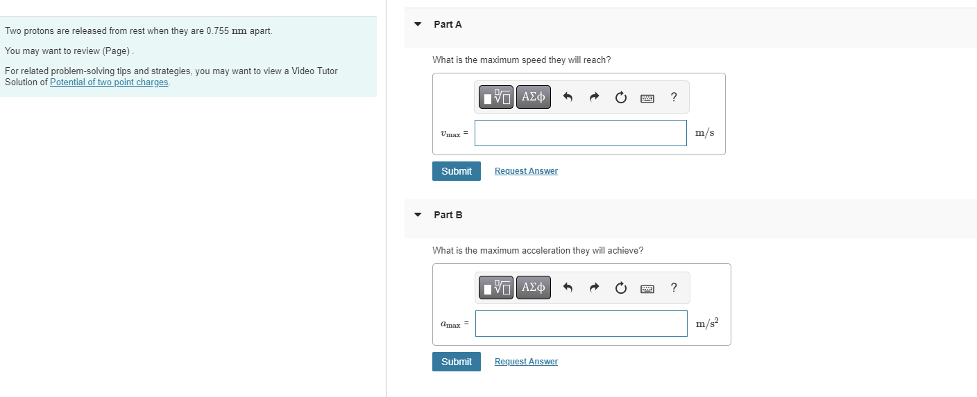 Solved Two protons are released from rest when they are | Chegg.com