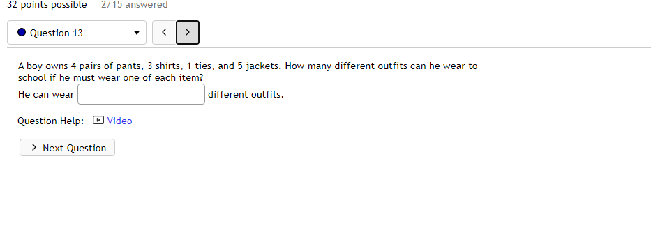 Solved 32 points possible 2/15 answered Question 13 A | Chegg.com