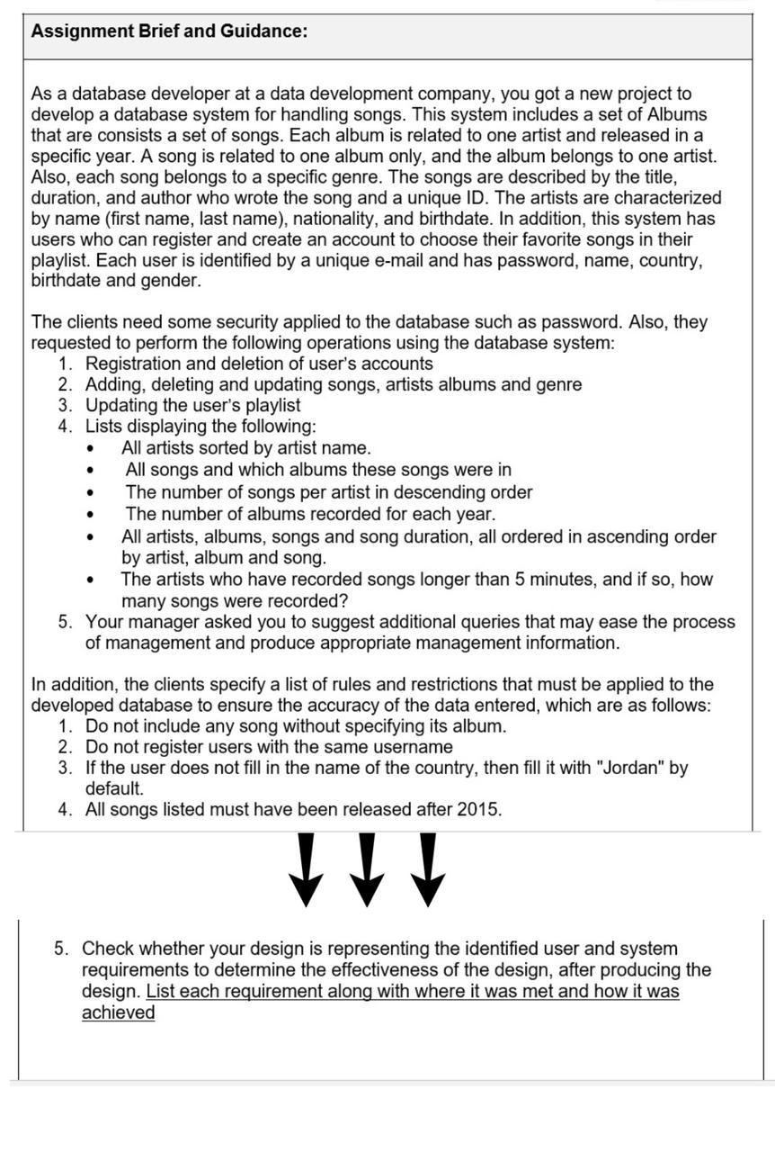 Solved Assignment Brief and Guidance: As a database | Chegg.com