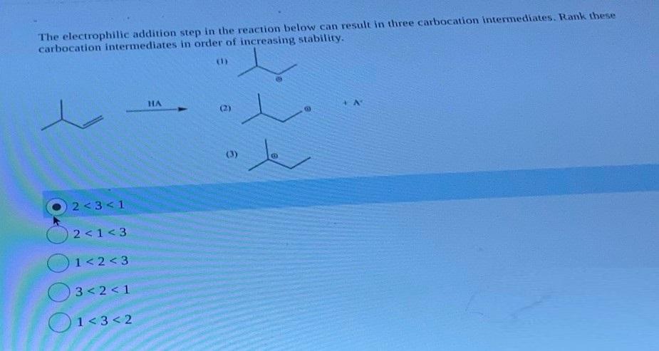 Solved The electrophilic addition step in the reaction below | Chegg.com