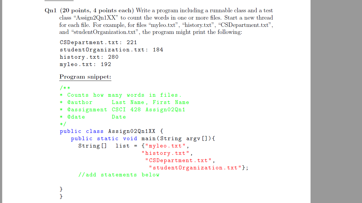 Solved Qn1 (20 points, 4 points each) Write a program | Chegg.com