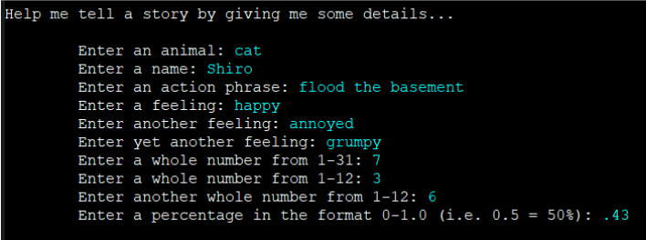 Solved I need help with a C# code that runs a mad libs game. | Chegg.com
