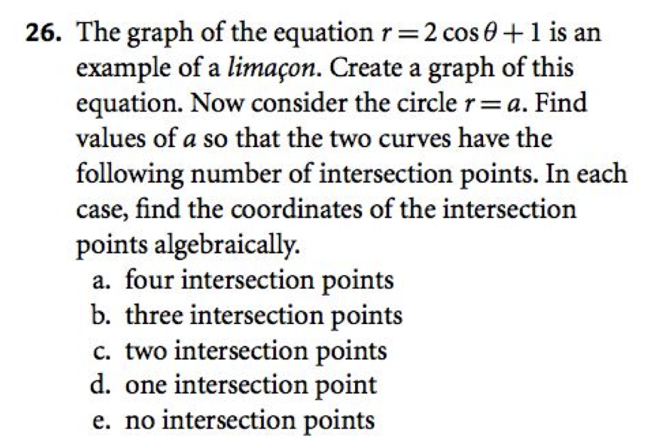 26. The graph of the equation r=2cosθ+1 is an example | Chegg.com