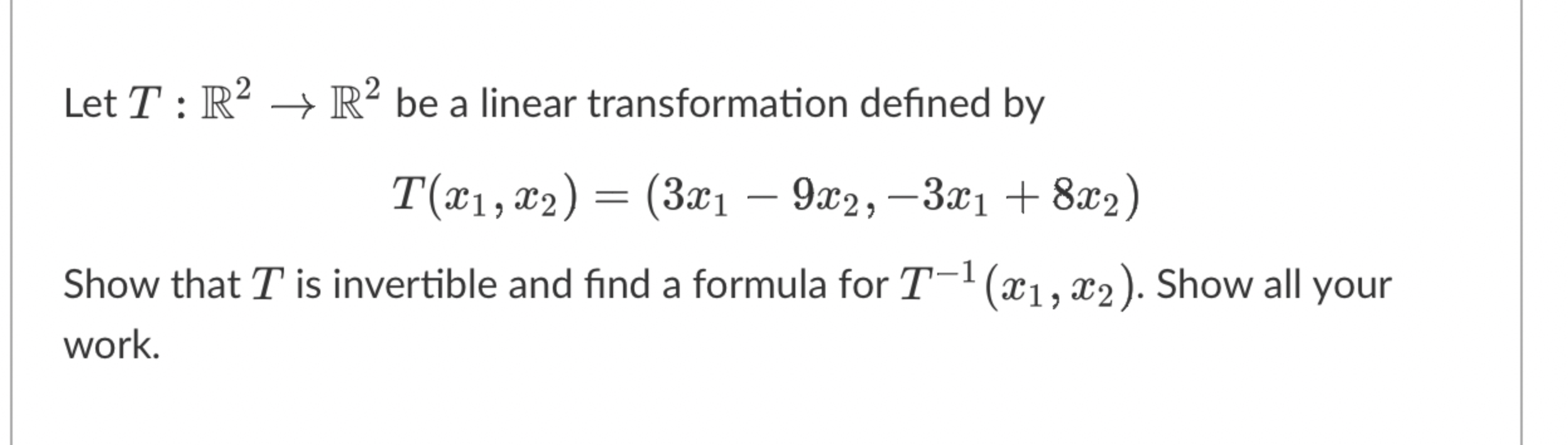 Solved Let T:R2→R2 ﻿be a linear transformation defined | Chegg.com