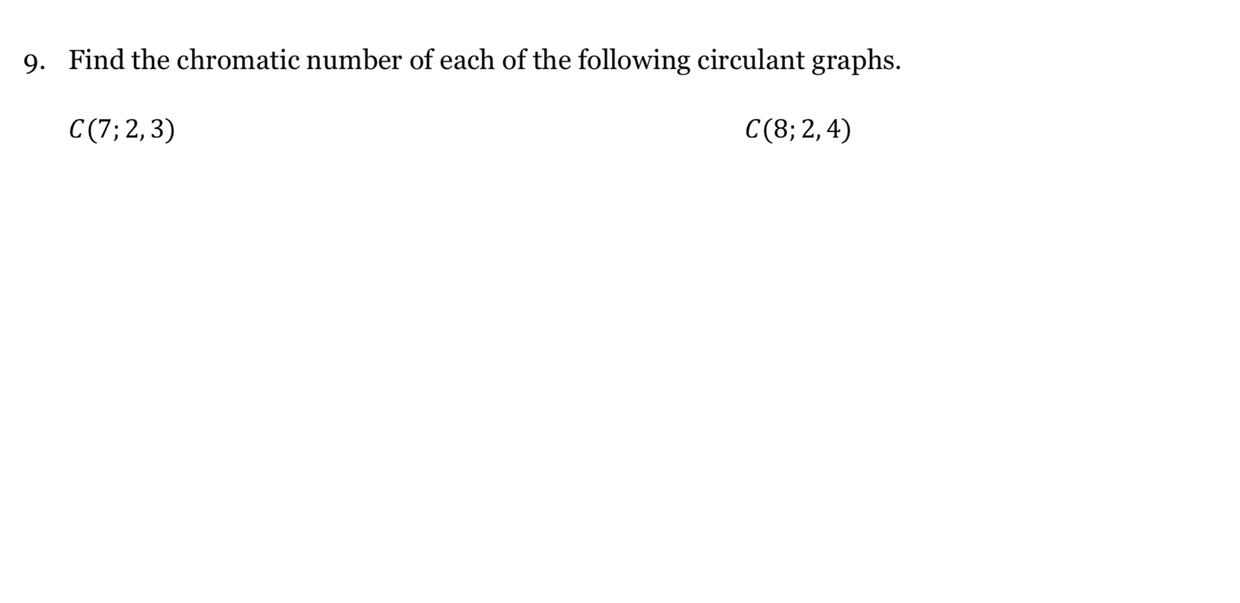 Solved Find the chromatic number of each of the following | Chegg.com