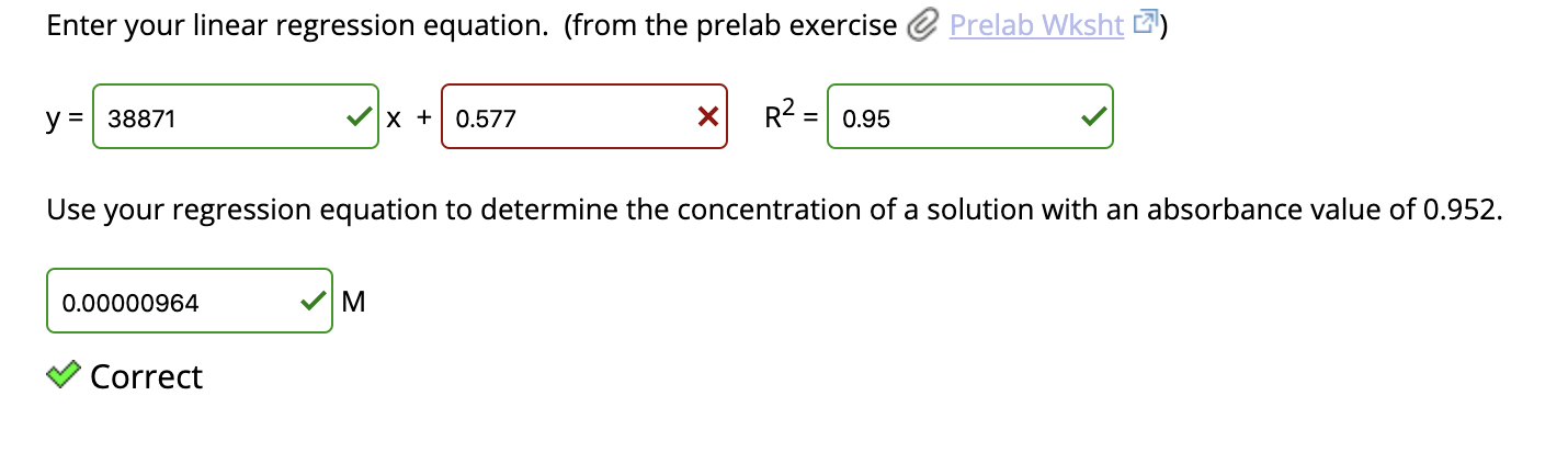 Solved Enter your linear regression equation. (from the | Chegg.com