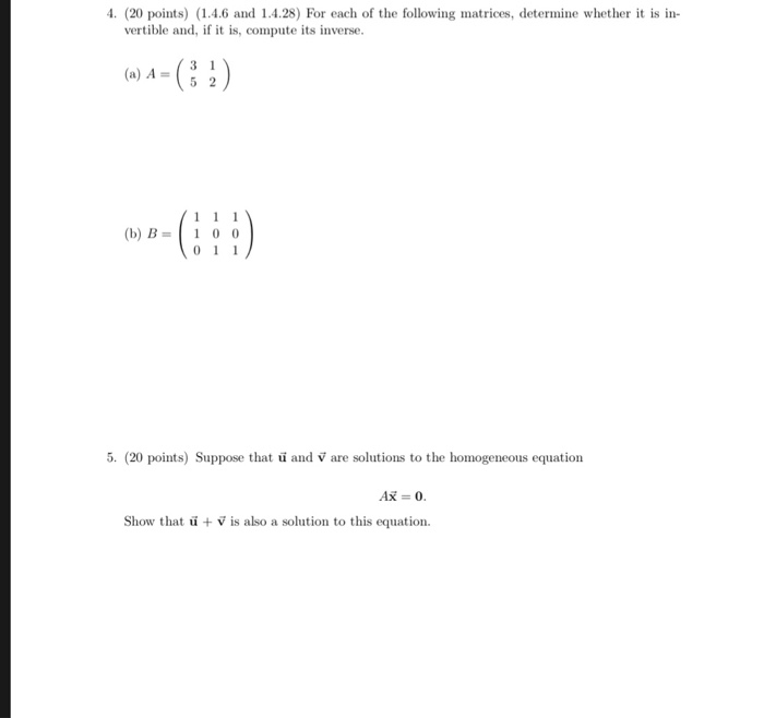 Solved 1 2 3 -2 3 1 and B 34 -4-2 I. (20 points) Consider | Chegg.com