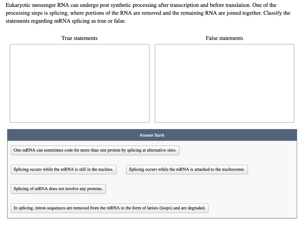 Solved Each type of pre-mRNA processing has one or more | Chegg.com