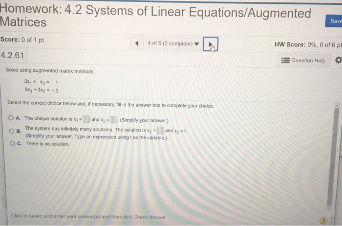 Solved Homework: 4.2 Systems of Linear Equations/Augmented | Chegg.com