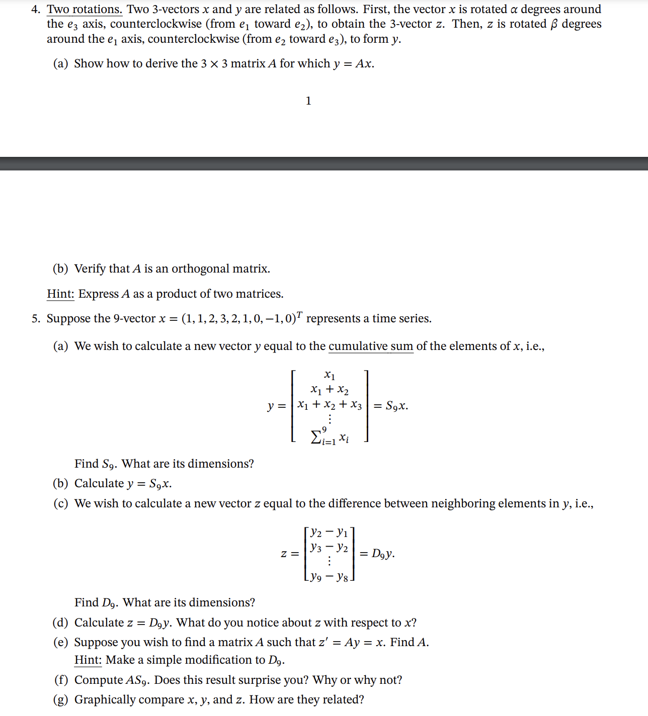 Solved 4. Two rotations. Two 3-vectors x and y are related | Chegg.com