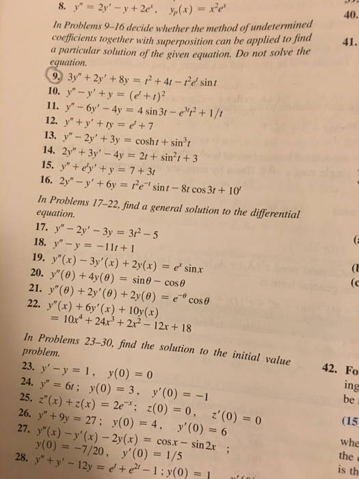 Solved 40. In Problems 9-16 decide whether the method of | Chegg.com
