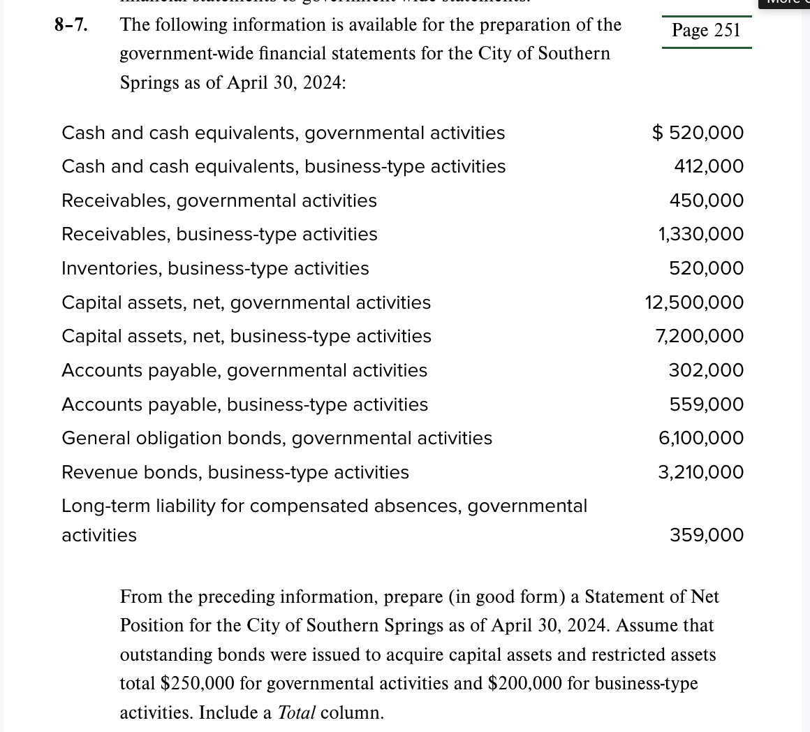 Solved 8-7. ﻿The following information is available for the | Chegg.com