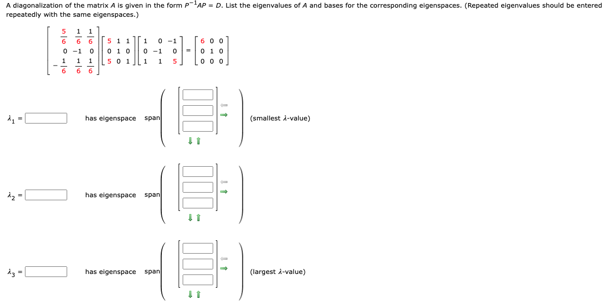 Solved A diagonalization of the matrix A is given in the | Chegg.com