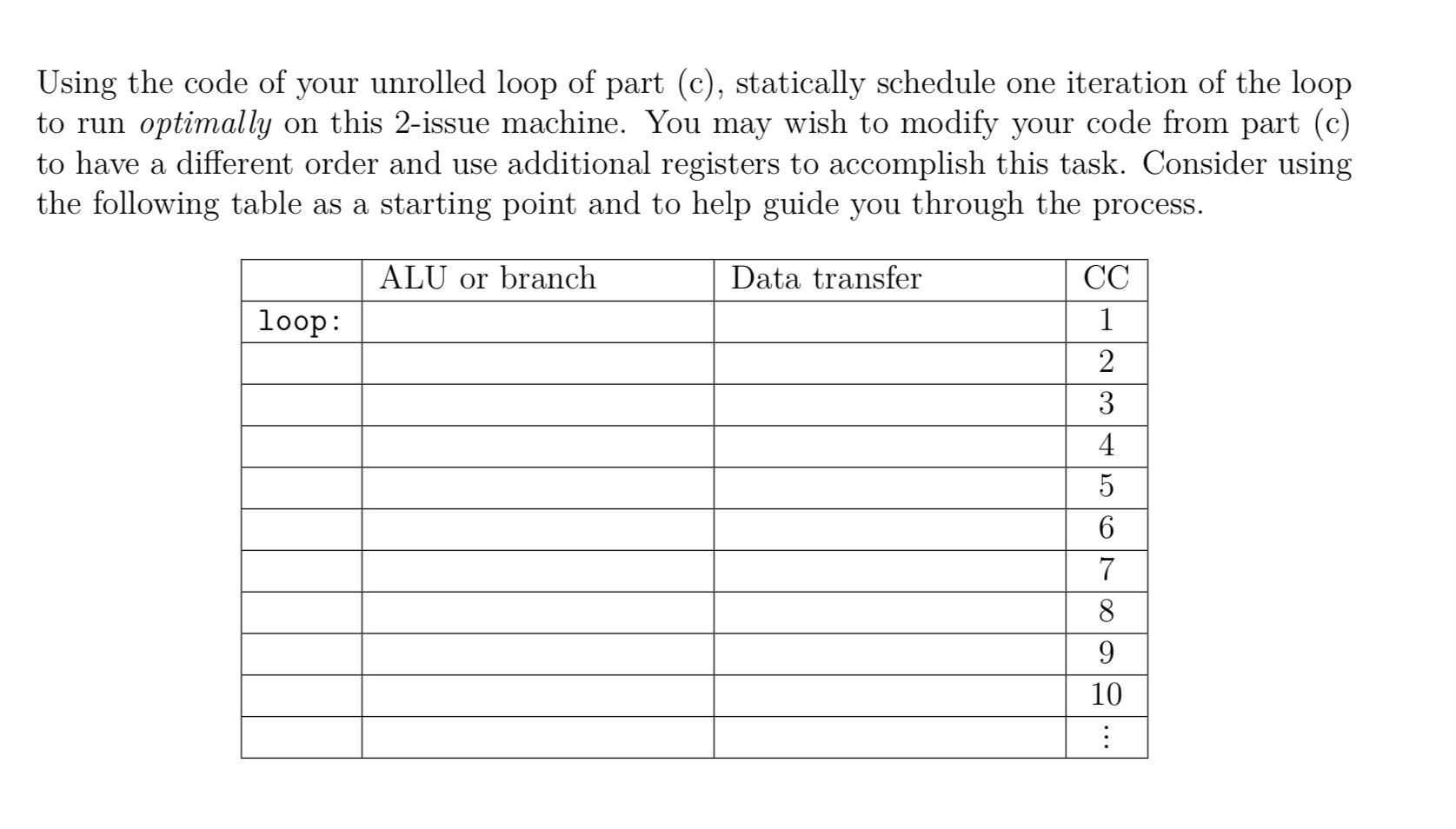 Solved Exercise 2. SW Consider the following C code segment | Chegg.com