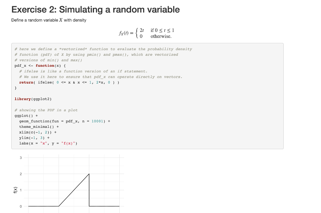 Exercise 2: Simulating a random variable Define a | Chegg.com