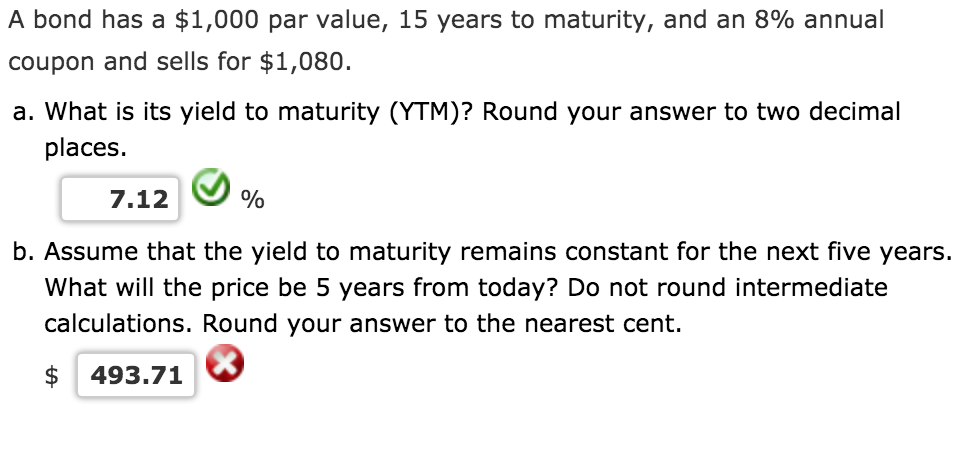 Solved A bond has a $1,000 par value, 15 years to maturity, | Chegg.com