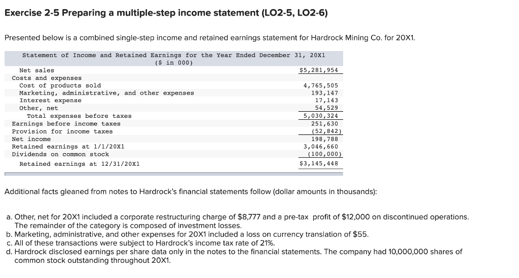 Solved Exercise 2-5 Preparing a multiple-step income | Chegg.com