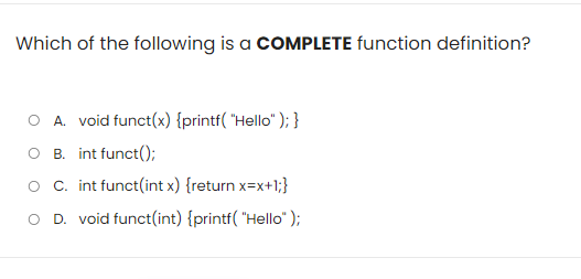 Solved Which of the following is a COMPLETE function | Chegg.com