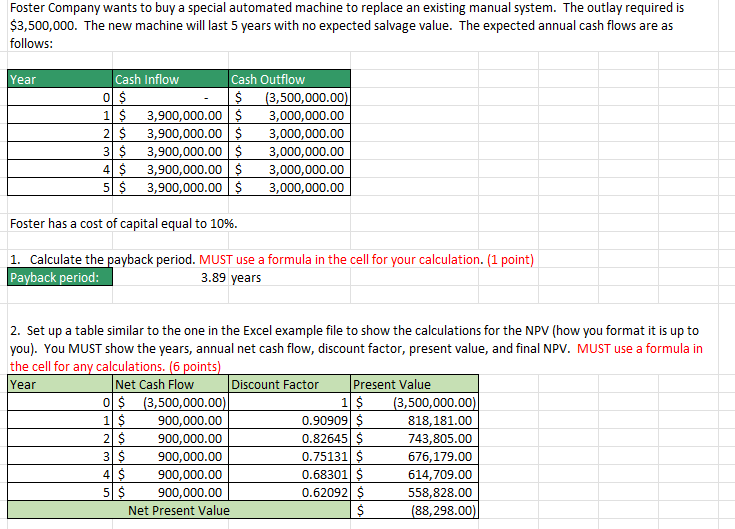 Solved Foster Company wants to buy a special automated | Chegg.com
