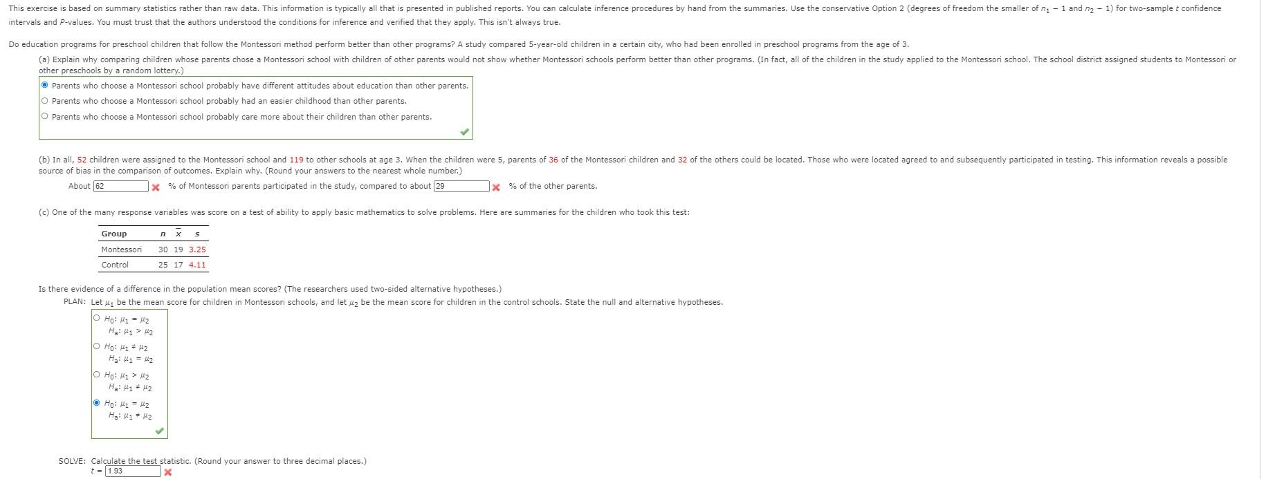 Solved This exercise is based on summary statistics rather | Chegg.com