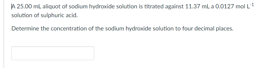 Solved A 25.00 mL aliquot of sodium hydroxide solution is | Chegg.com