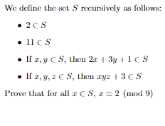 Solved We define the set S recursively as follows: - 2⊂S - | Chegg.com