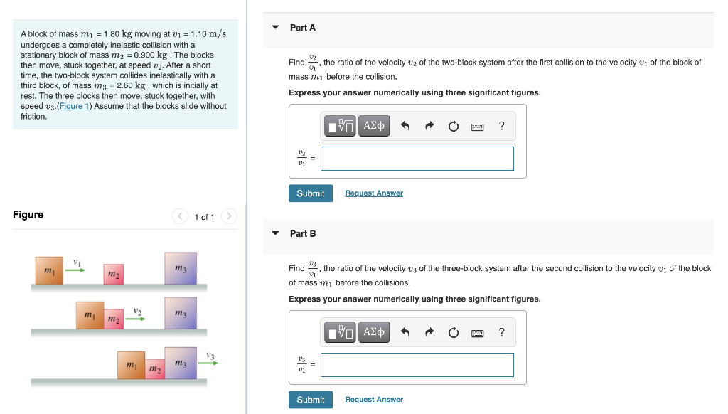 Solved A block of mass m1=1.80 kg moving at v1=1.10 m/s Part | Chegg.com