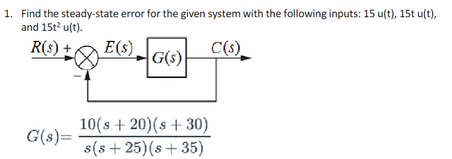 Solved 1. Find the steady-state error for the given system | Chegg.com