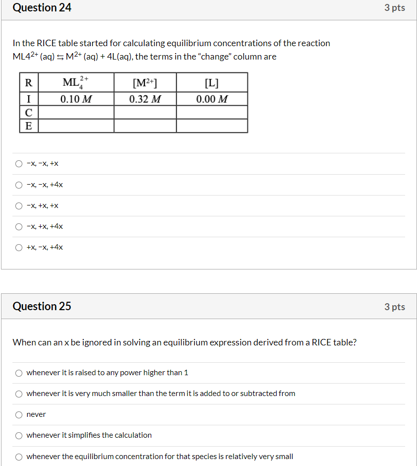 Solved Question 24 3 pts In the RICE table started for | Chegg.com