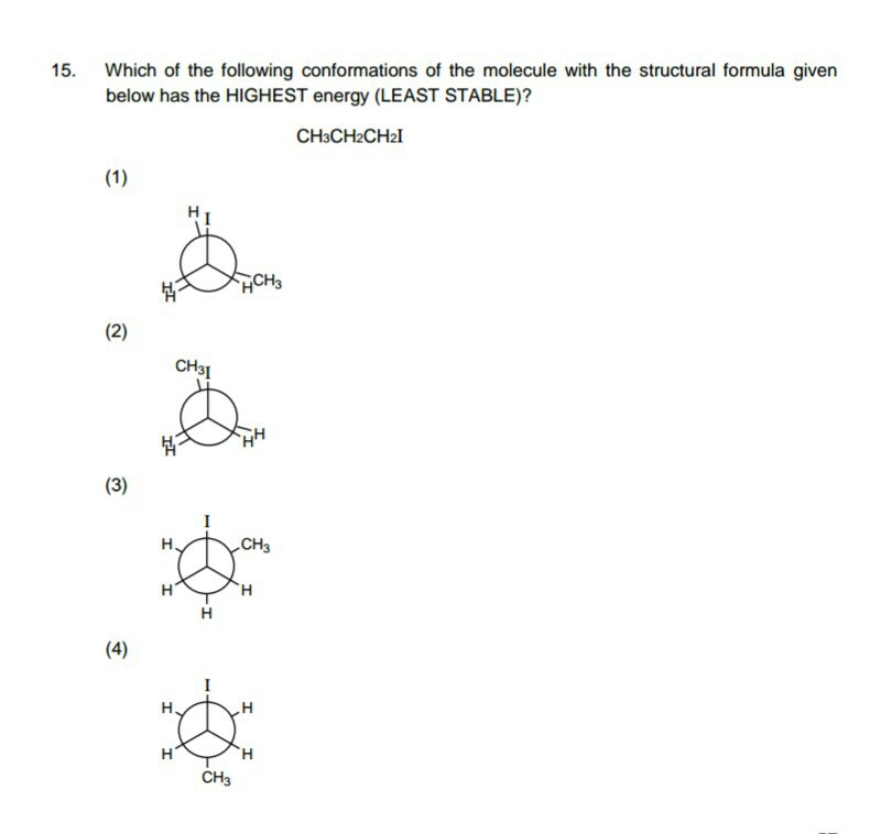 Solved Which of the following conformations of the molecule | Chegg.com