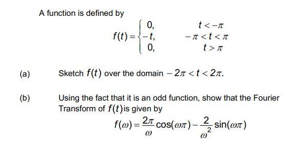 Solved A function is defined by f(t)=⎩⎨⎧0,−t,0,t