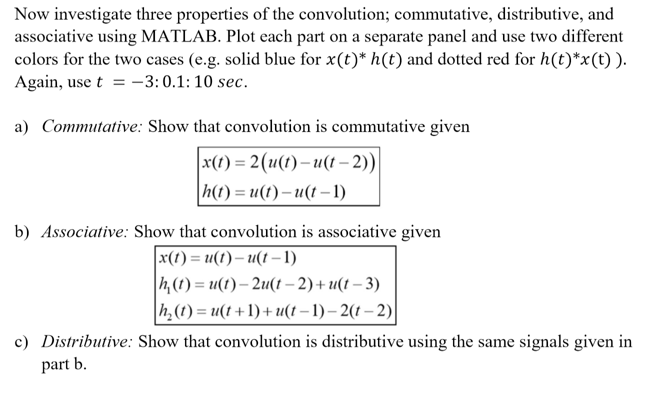 Now investigate three properties of the convolution; | Chegg.com