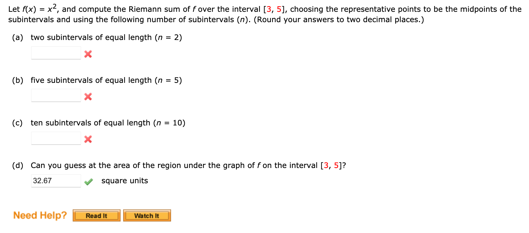 Solved Let f(x) = x2, and compute the Riemann sum of f over | Chegg.com