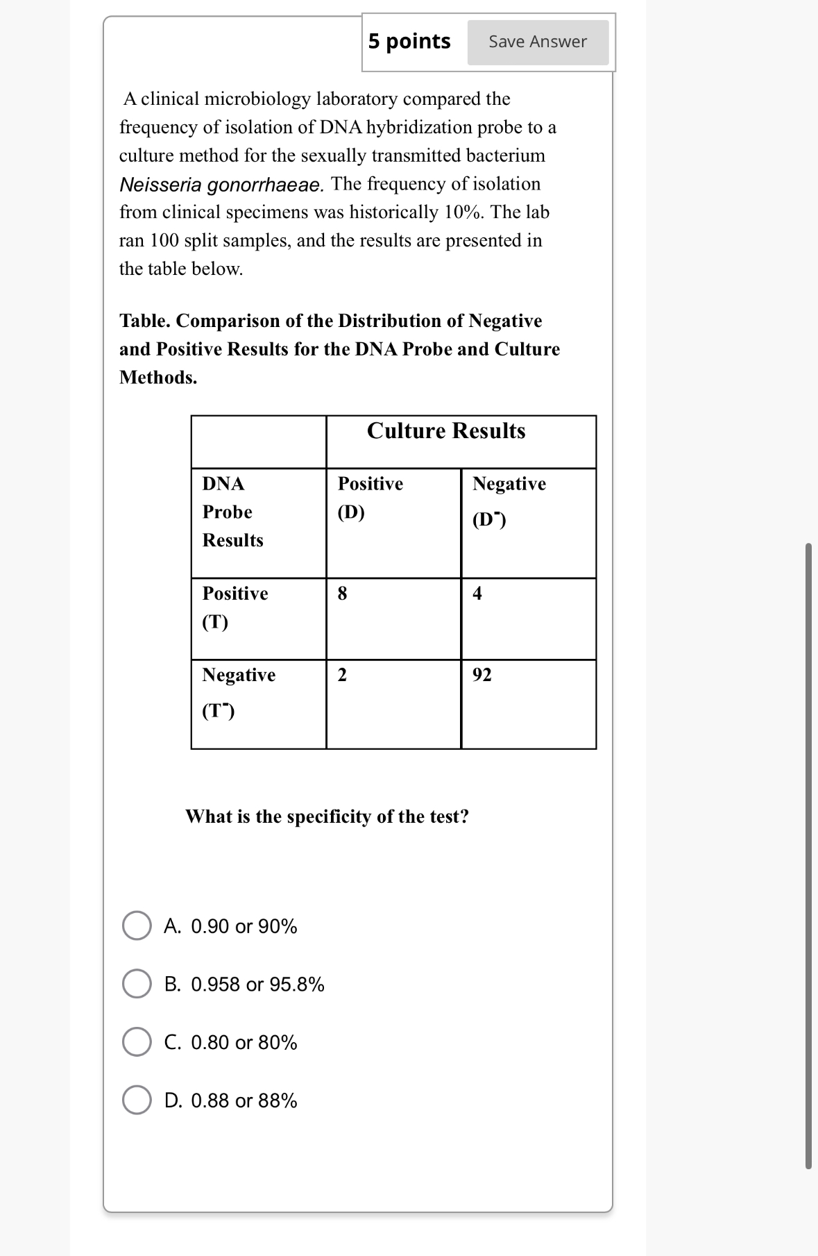Solved 5 ﻿pointsA clinical microbiology laboratory compared | Chegg.com