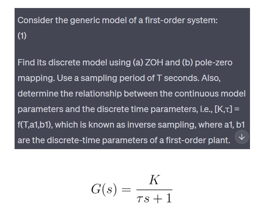 Consider the generic model of a first-order system: | Chegg.com