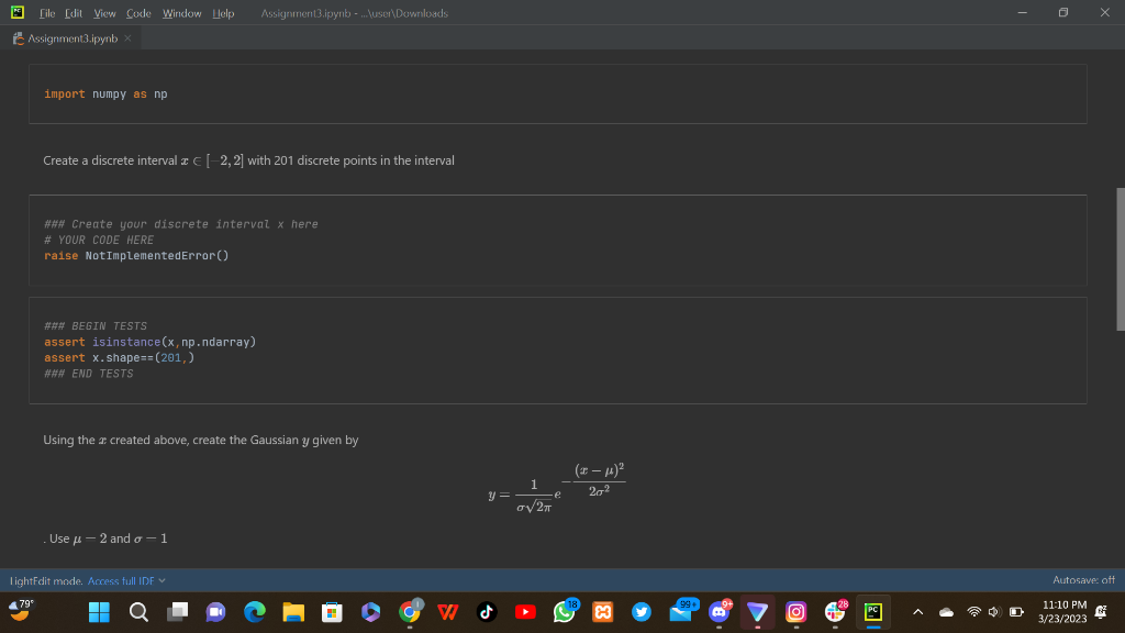 Solved \#H\# Create your discrete interval x here \# YOUR | Chegg.com
