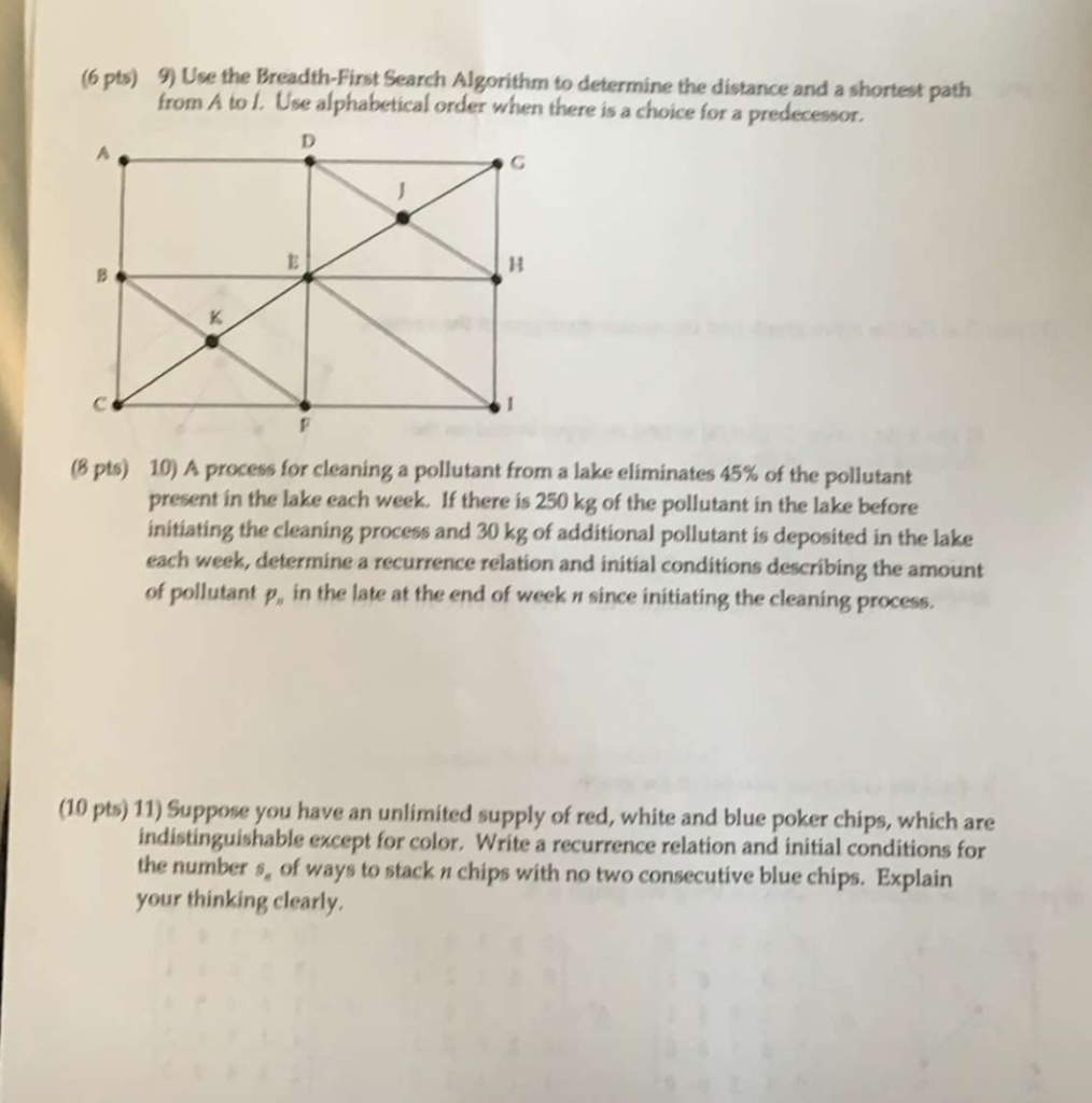 Solved (6 pts) 9) Use the Breadth-First Search Algorithm to | Chegg.com