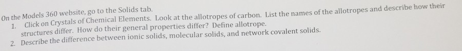 Solved On the Models 360 website, go to the Solids tab. 1. | Chegg.com