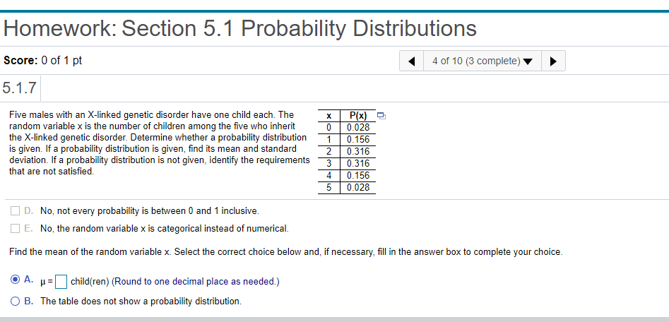 Solved Homework Section 5 1 Probability Distributions Chegg