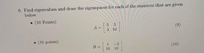 Solved 6. Find eigenvalues and draw the eigenspaces for each | Chegg.com