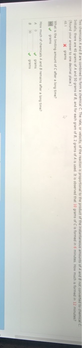 Solved Initially, there are 40 grams of A and 50 grams of B, | Chegg.com