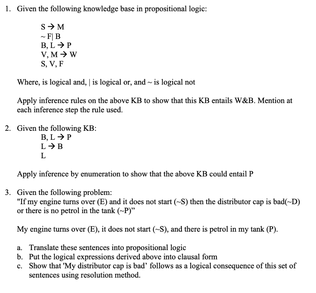 Solved 3. Given the following problem: "If my engine turns | Chegg.com