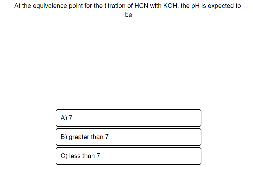 Solved At the equivalence point for the titration of HCN | Chegg.com