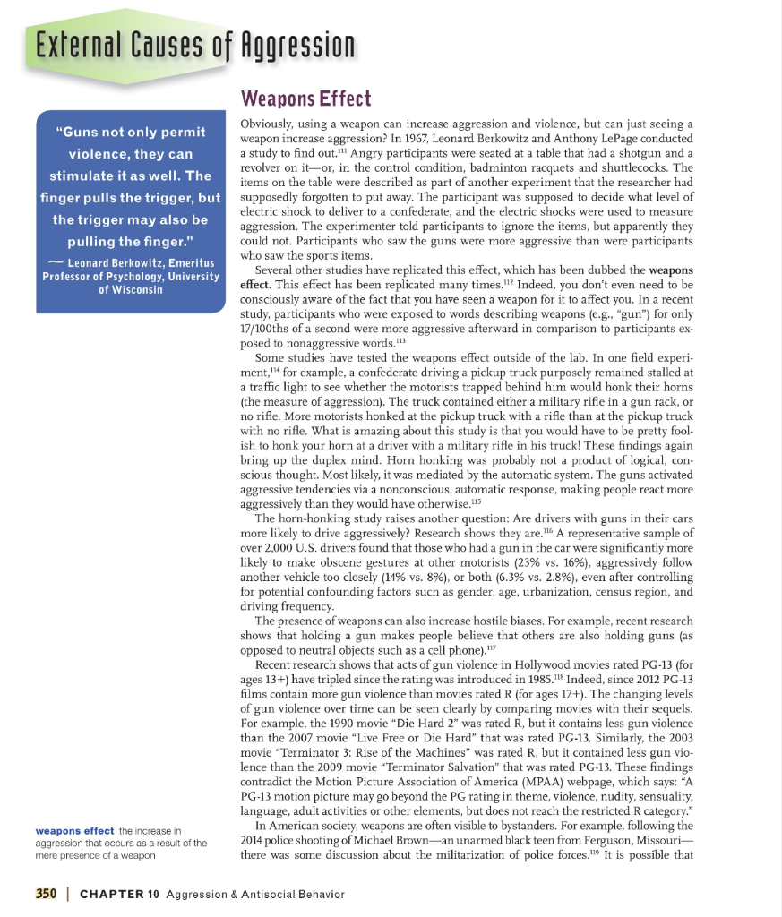 Solved Review 3 of the explanations of aggression that have | Chegg.com