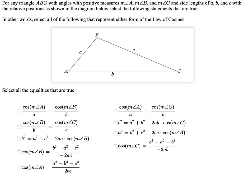 Solved For any triangle ABC with angles with positive | Chegg.com
