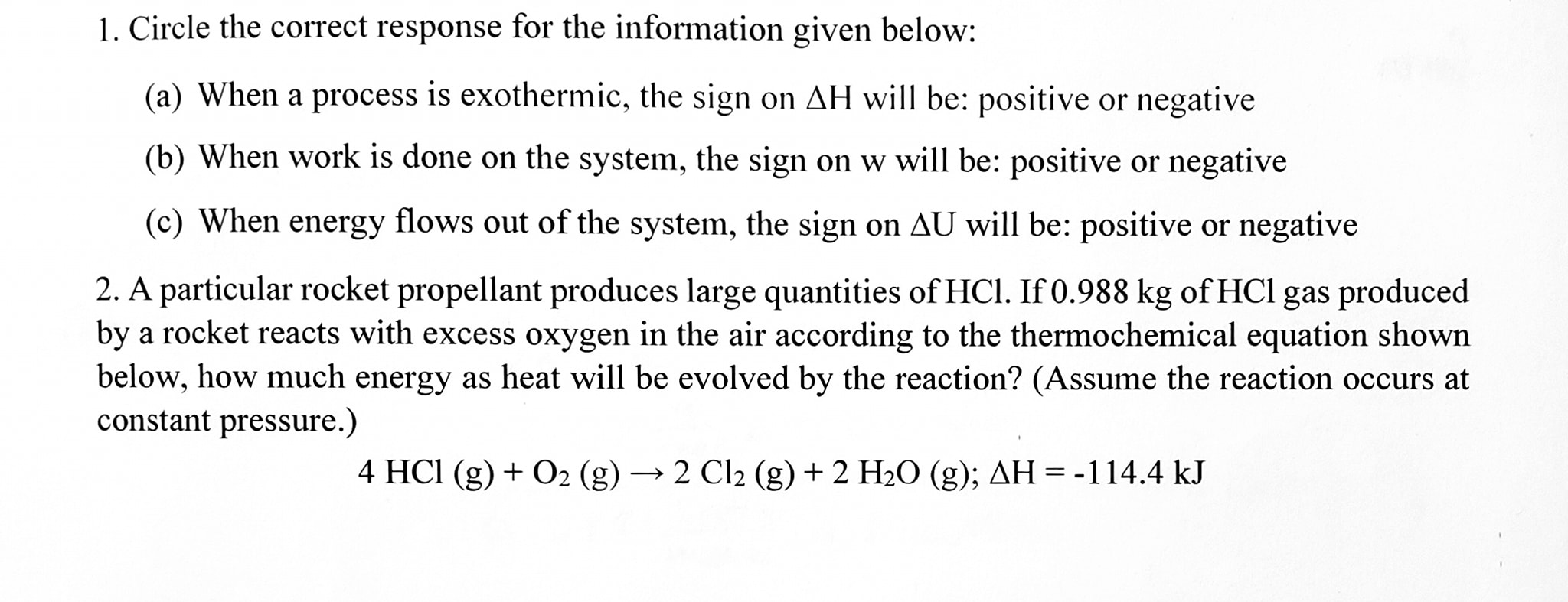 Solved 1. Circle the correct response for the information | Chegg.com