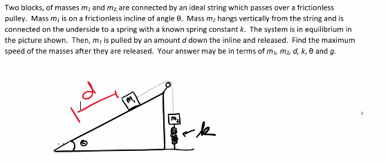 Solved Two blocks, of masses m, and mz are connected by an | Chegg.com